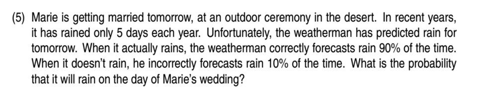 Solved Marie is getting married tomorrow, at an outdoor | Chegg.com