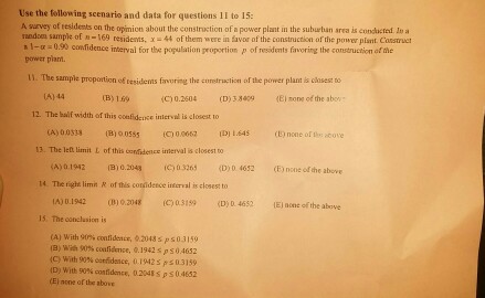Solved Use the following scenario and data for questions 11 | Chegg.com