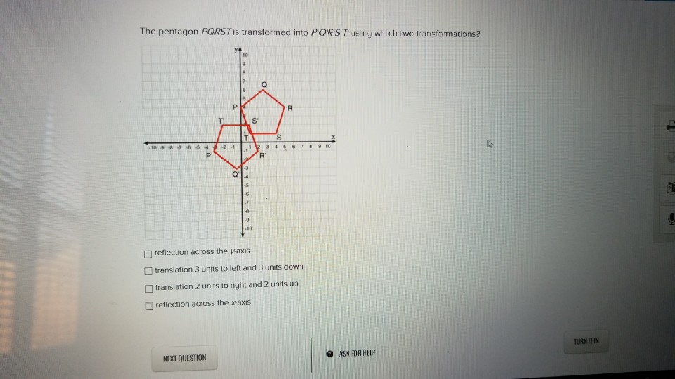 Solved The pentagon PQRST is transformed into POR'ST'using | Chegg.com