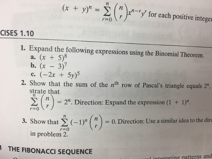 Solved Expand the following expressions using the Binomial | Chegg.com