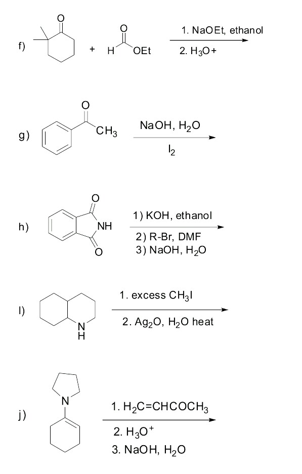 Solved 1. NaOEt, ethanol OEt 2. H30+ CH NaOH, H20 1) KOH, | Chegg.com