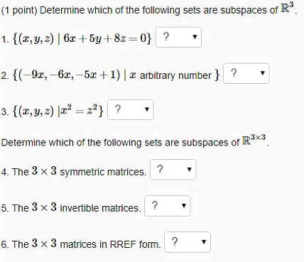 Solved (1 point) Determine which of the following sets are | Chegg.com