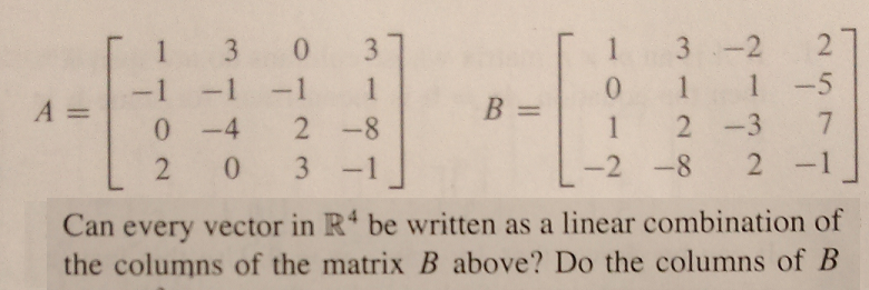 Solved Can every vector in R^4 written as a linear | Chegg.com
