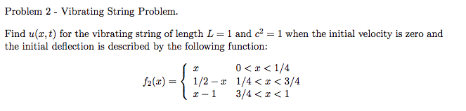 Solved Problem 2 - Vibrating String Problem. Find u(x, t) | Chegg.com