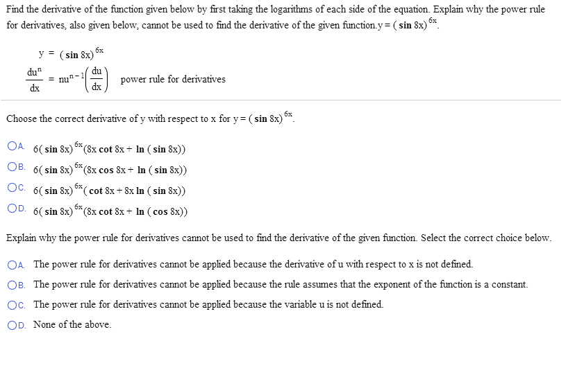 Solved Find the derivative of the function given below by | Chegg.com