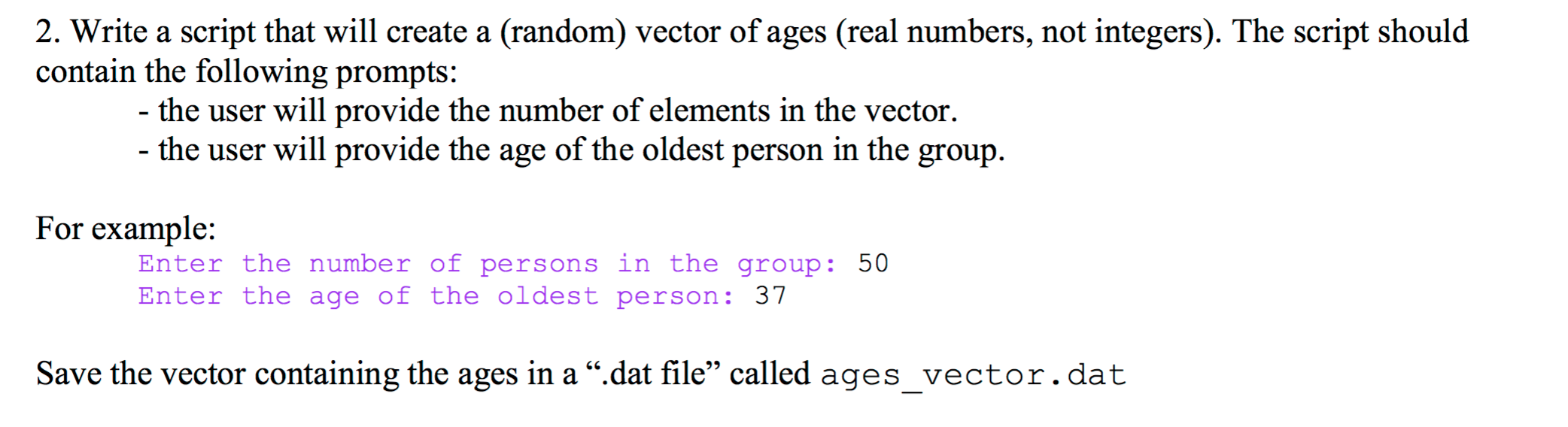 Write a script that will create a (random) vector of | Chegg.com