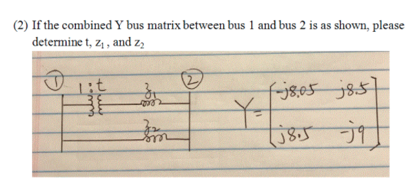Solved (2) If the combined Y bus matrix between bus 1 and | Chegg.com