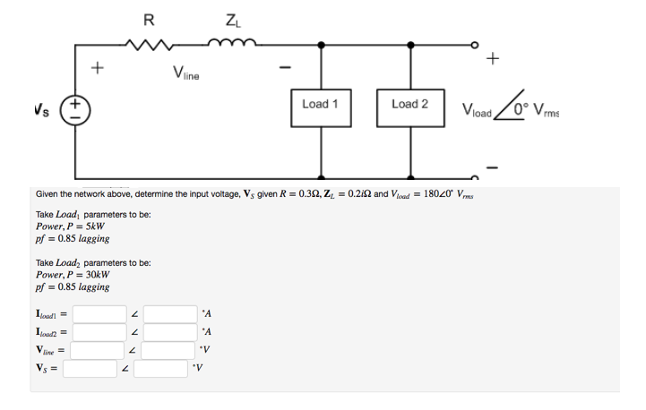 Solved Vine Load 1 rms Given the network above, determine | Chegg.com