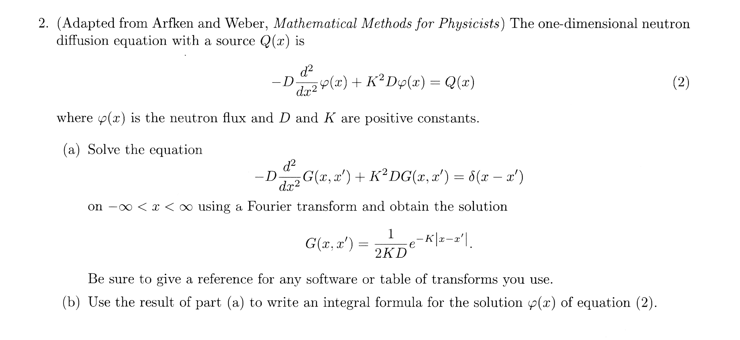 Solved 2. (Adapted from Arfken and Weber, Mathematical | Chegg.com