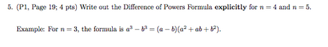 Solved 5. (P1, Page 19;) Write out the Difference of Powers | Chegg.com
