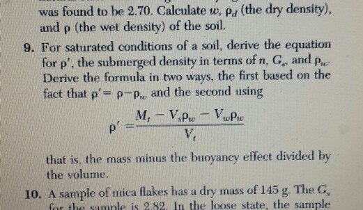 Solved was found to be 2.70. Calculate w, Pi (the dry | Chegg.com