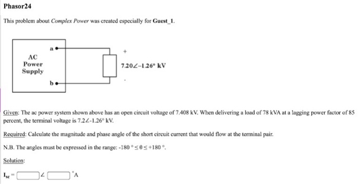 Solved This problem about Complex Power was created | Chegg.com