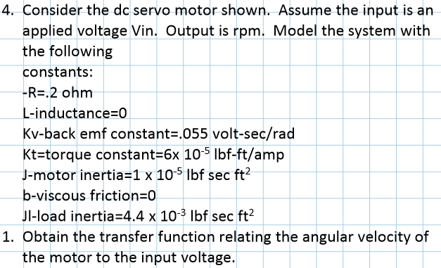 Solved Consider the dc servo motor shown. Assume the input | Chegg.com