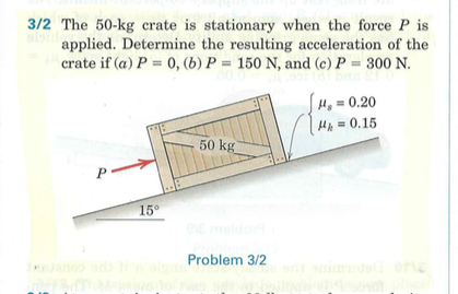 Solved The 50-kg crate is stationary when the force P is | Chegg.com