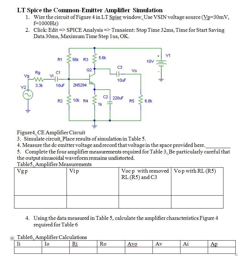 Solved LT Spice the Common-Emitter Amplifier Simulation 1. | Chegg.com