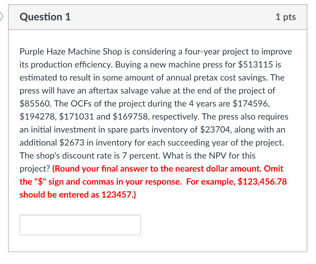 Solved Question1 1 pts Purple Haze Machine Shop is | Chegg.com