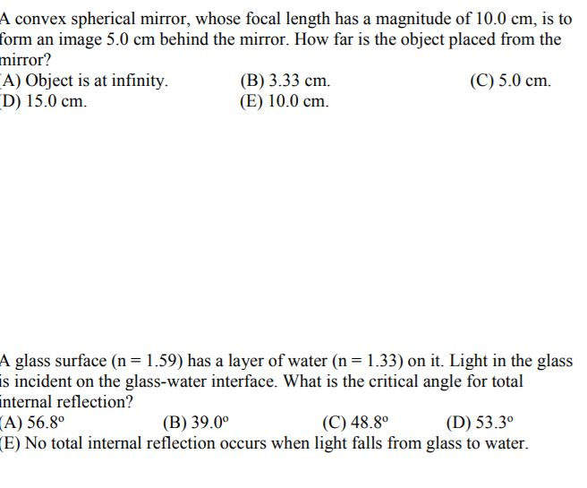 Solved A convex spherical mirror, whose focal length has a | Chegg.com