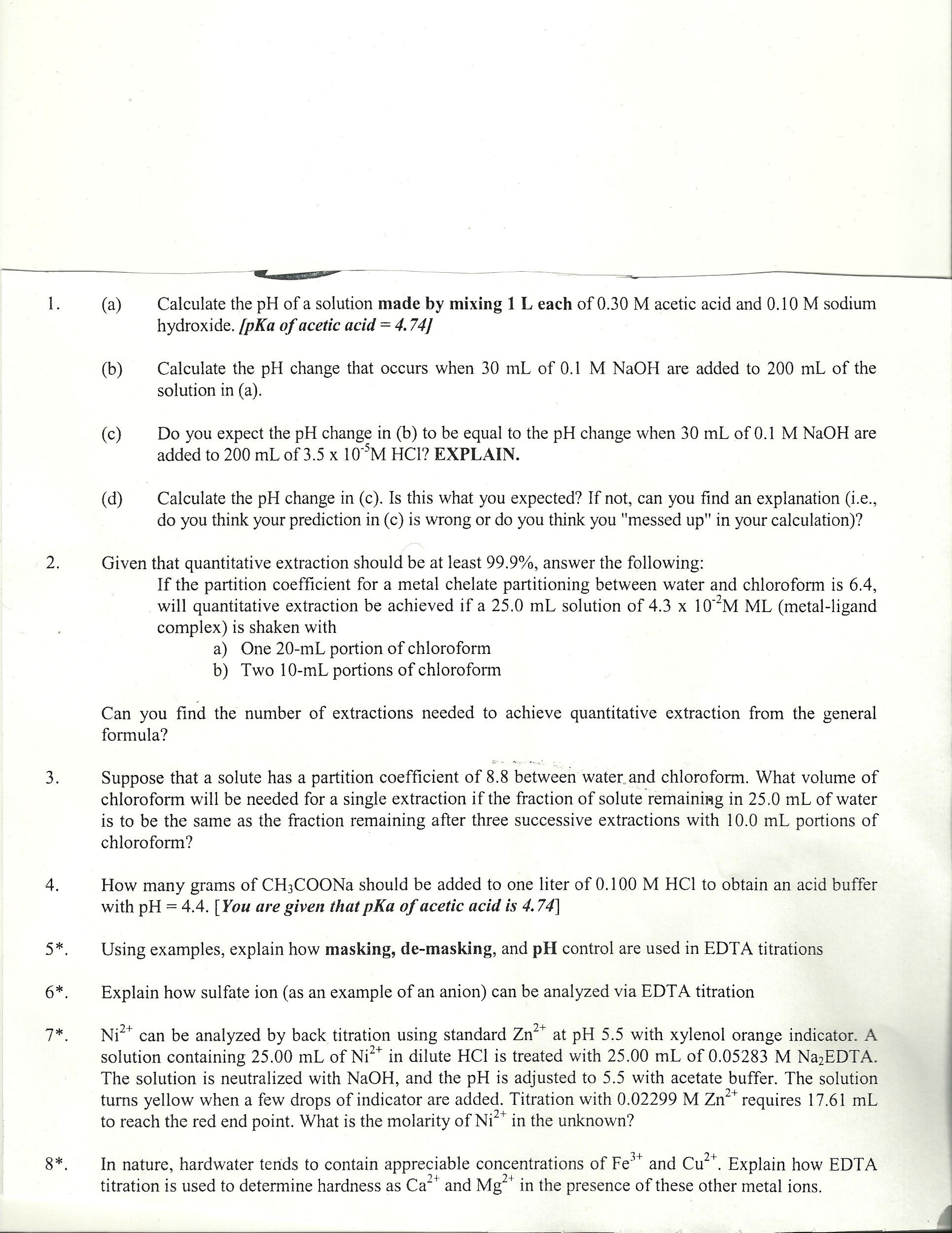 Solved Calculate the pH of a solution made by mixing 1 L | Chegg.com