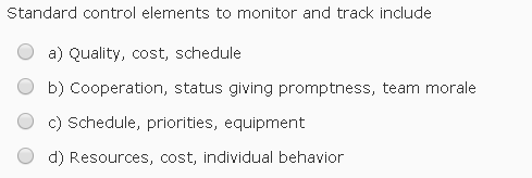 Solved Standard control elements to monitor and track | Chegg.com