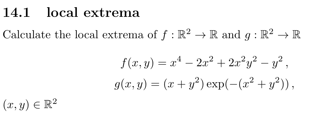 Solved 14.1 local extrema Calculate the local extrema of f | Chegg.com