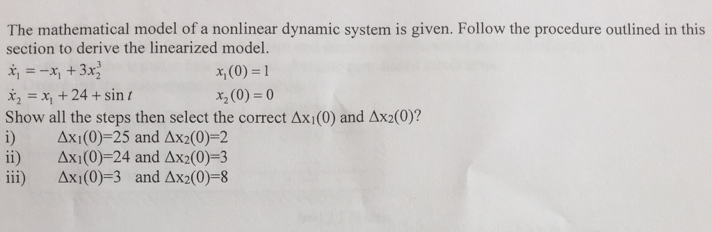 The mathematical model of a nonlinear dynamic system | Chegg.com