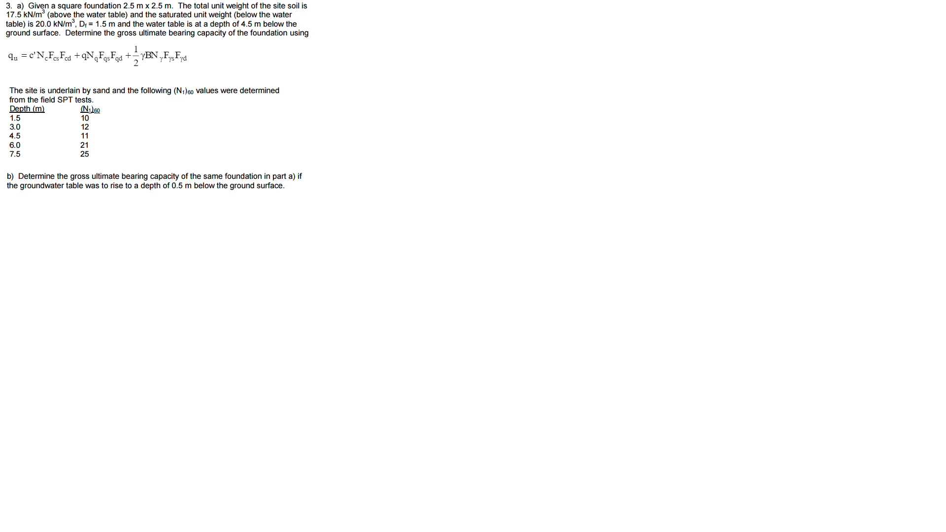 Solved Given A Square Foundation 2 5 M Times 2 5 M The Chegg Solved Given A Square Foundation 2 5 M Times 2 5 M The Chegg