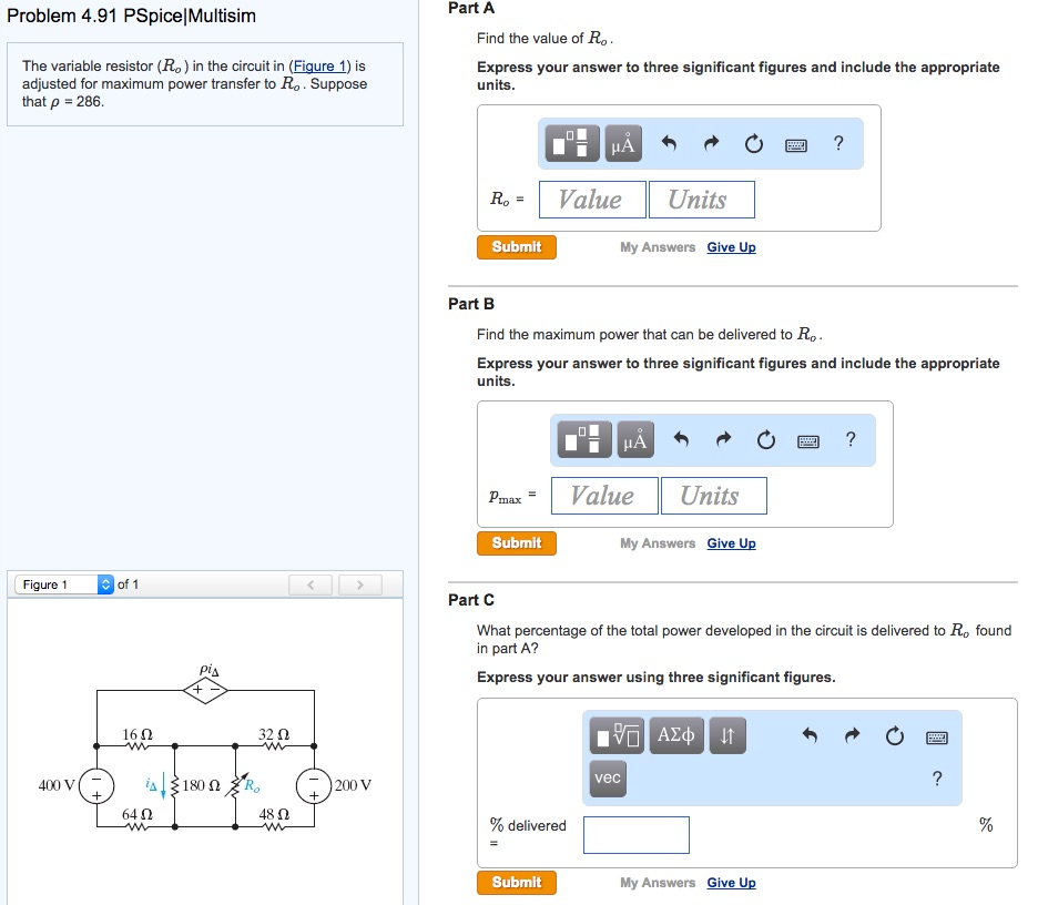 Solved The variable resistor (Ro) in the circuit in (Figure | Chegg.com