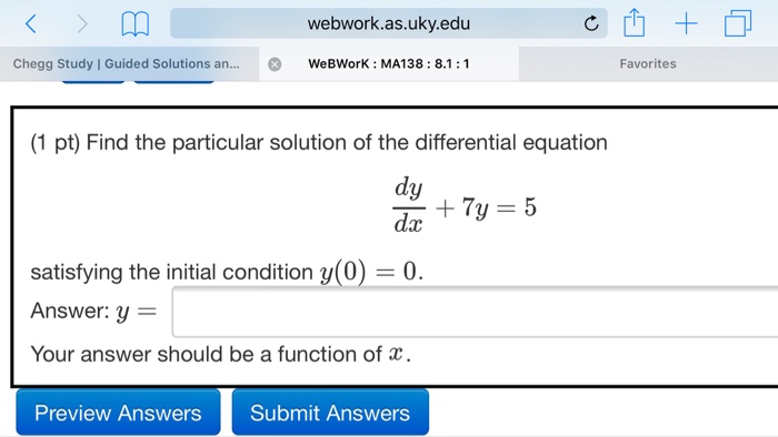 Solved Find the particular solution of the differential | Chegg.com