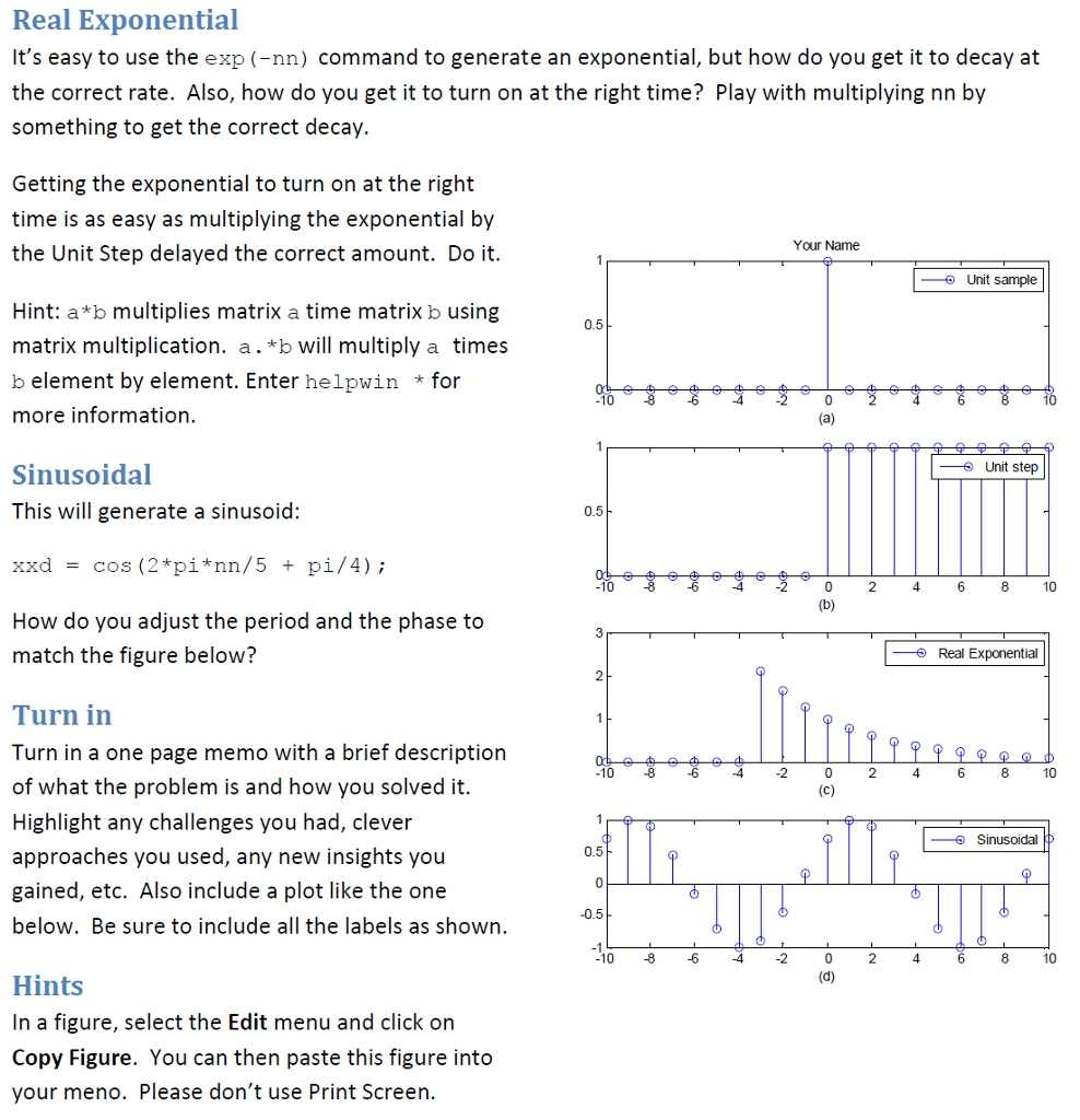 Solved (Real Exponential) n=-10:10; x=(0.9.^n).*[n>=0]; stem | Chegg.com