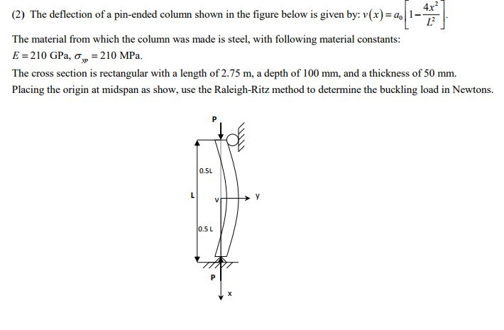 Solved )-4 ! (2) The deflection of a pin-ended column shown | Chegg.com
