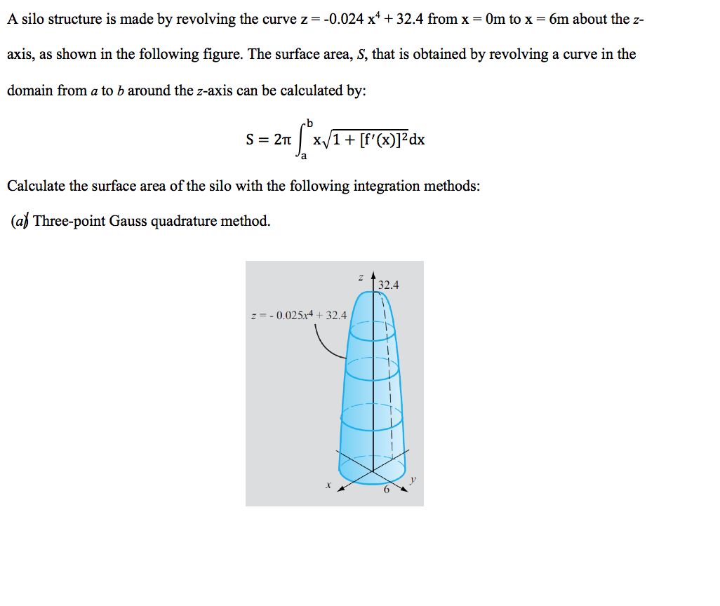 A silo structure is made by revolving the curve z = | Chegg.com