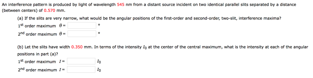 Solved An interference pattern is produced by light of | Chegg.com