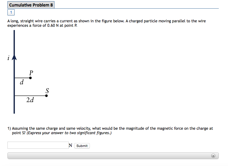Solved Cumulative Problem 8 A long, straight wire carries a | Chegg.com