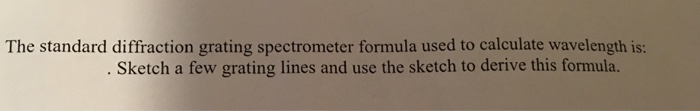 Solved The standard diffraction grating spectrometer formula | Chegg.com