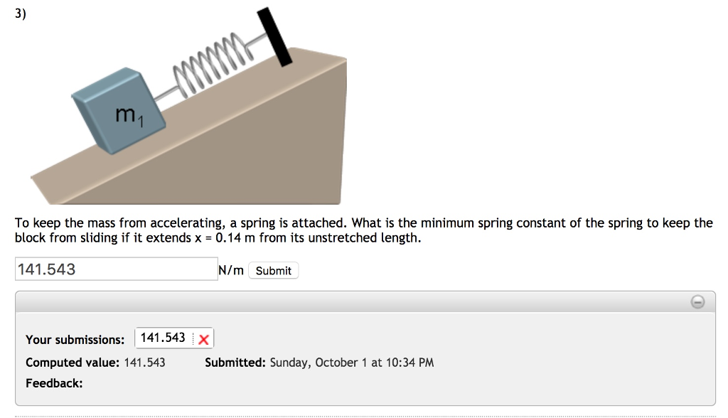 Solved A block with mass m1 = 9.4 kg is on an incline with | Chegg.com