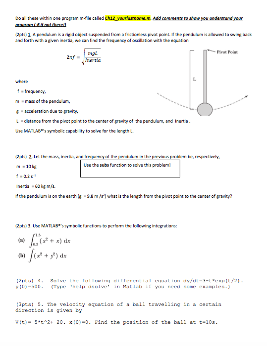 Solved A pendulum is a rigid object suspended from a | Chegg.com