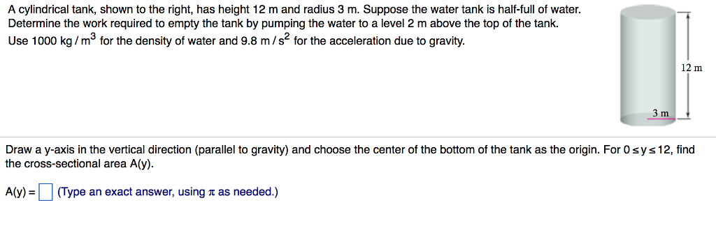 Solved A cylindrical tank, shown to the right, has height 12 | Chegg.com