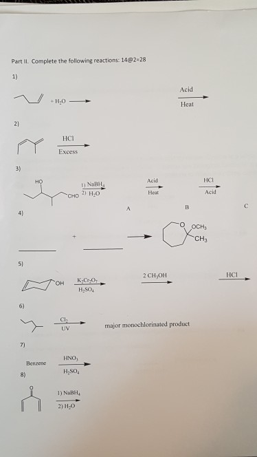 Solved Complete the following reactions: | Chegg.com