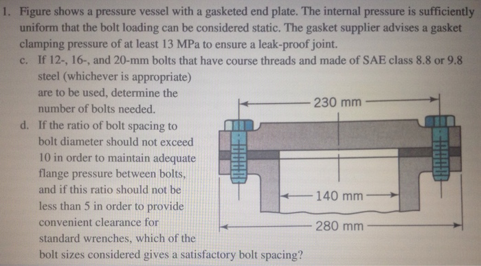 Solved Figure shows a pressure vessel with a gasketed end | Chegg.com