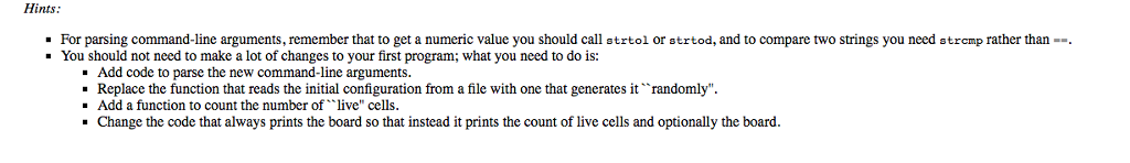 Hints - For parsing command-line arguments, remember | Chegg.com