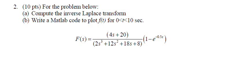 Solved For The Problem Below Compute The Inverse Laplace