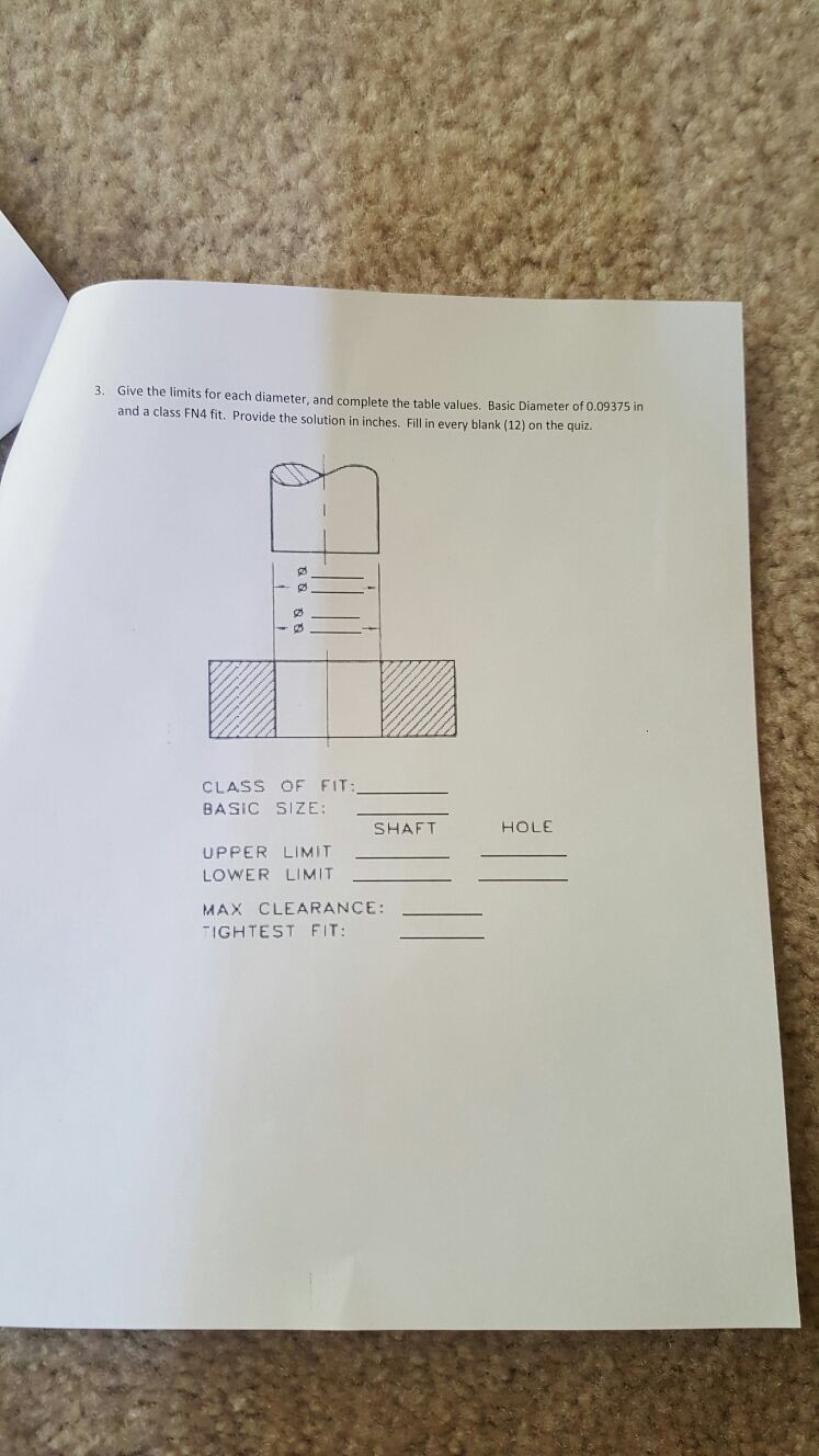 Give the limits for each diameter, and complete the | Chegg.com