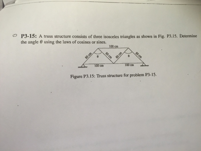 Solved P3.15. A truss consists of a three isosceles triangle | Chegg.com