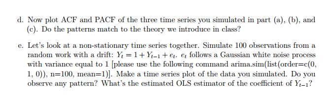 Simulate time series data using arima.sim For this | Chegg.com