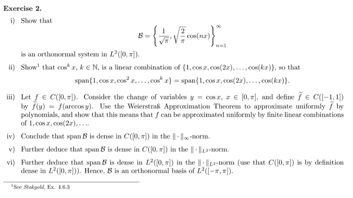 Solved Show that B = {1/Squareroot pi, Squareroot 2/pi | Chegg.com
