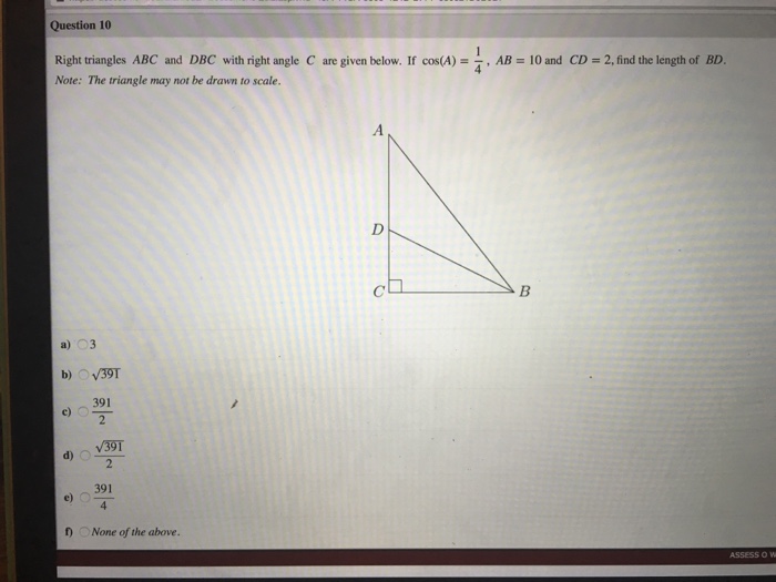 Solved Question 10 Right triangles ABC and DBC with right | Chegg.com