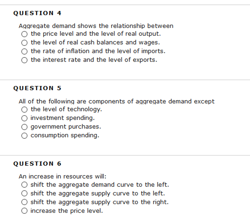 Solved A leftward shift in the aggregate demand curve is | Chegg.com