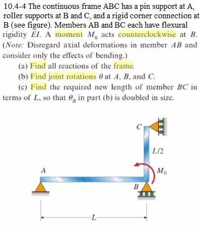 The continuous frame ABC has a pin support at A, | Chegg.com