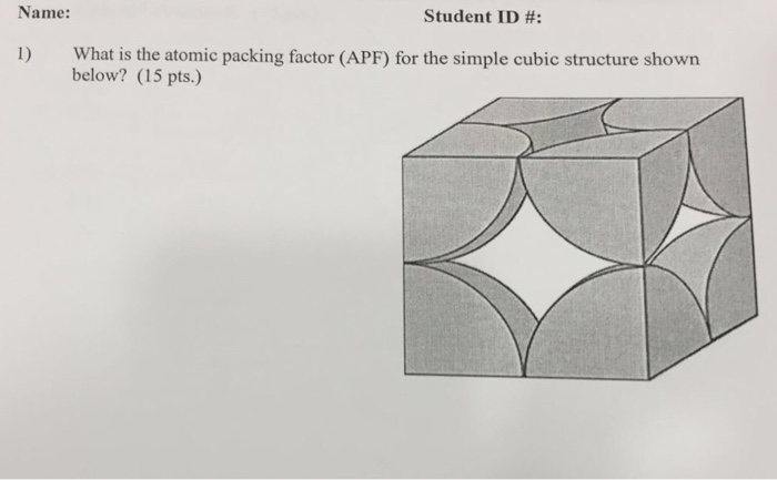Solved What is the atomic packing factor (APF) for the | Chegg.com