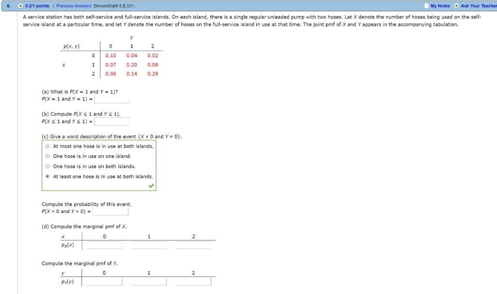 Solved 2. 0/1 points | Previous Answers DevoreStat9 5.E.005 | Chegg.com